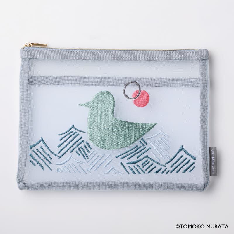 ムラタトモコ 刺繍メッシュポーチ Seabird（海鳥）｜HISAGO ヒサゴ株式会社｜ラベル・伝票・雑貨・ラミネーター